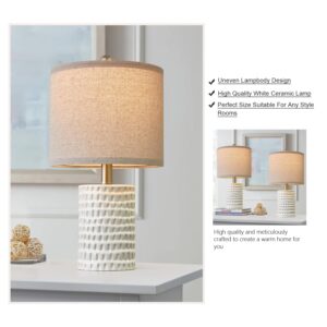 PORTRES 18.25" Modern Accent Ceramic Table Lamp Set of 2 for Bedroom White Desk Decor Bedside Lamps for Living Room Study Room Office Dorm Farmhouse Nightstand Lamp End Table Lamps