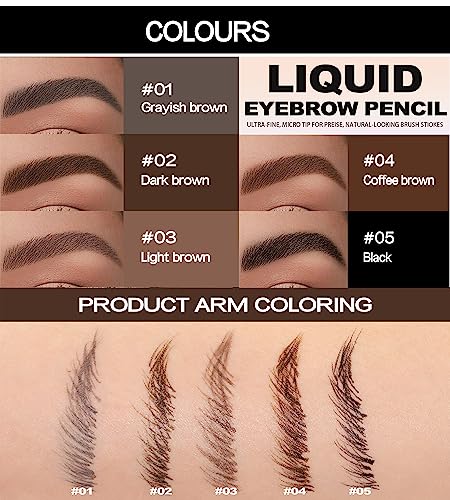 Easilydays Ultra-Fine Felt-Tip Liquid Eyeliner Pen, Waterproof 5 Colors Wild Water Eyebrow Pencil, Highly Pigmented Intense Color, Glides on Smoothly, Longlasting Smudge-Proof Women Eye Makeup (02)