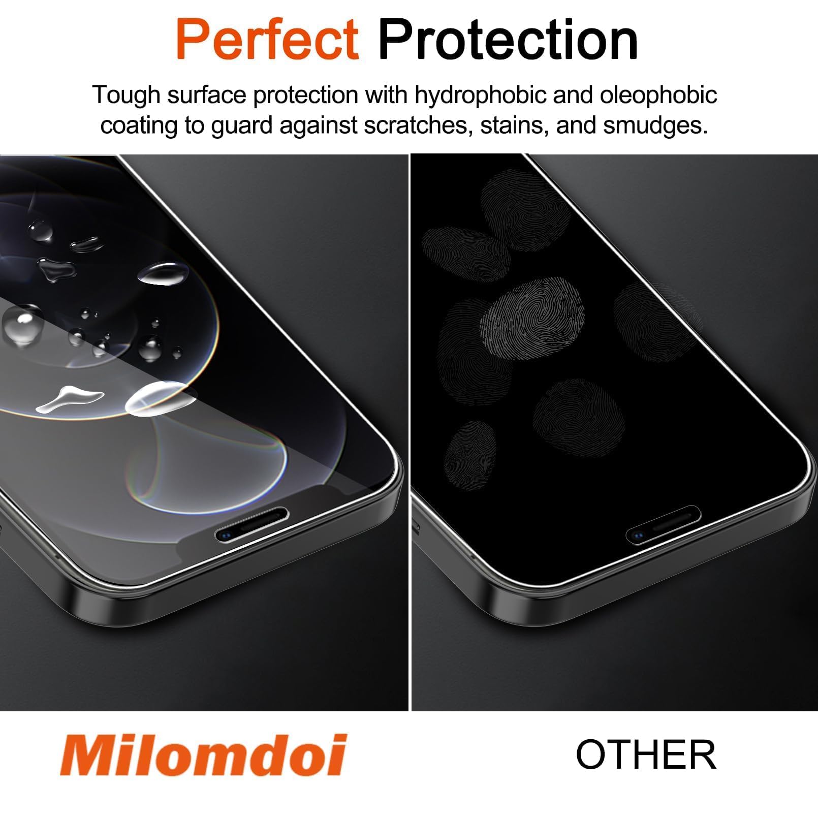 Milomdoi 3 Pack Screen Protector for Apple iPhone 12 Pro Max with 3 Pack Tempered Glass Camera Lens Protector, Ultra 9H Accessories, Case Friendly, Mounting Frame, 2.5D Curved, Transparent