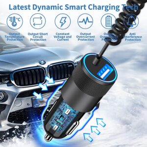 [Apple MFi Certified] iPhone Fast Car Charger, BAOYUANDA 66W PD + QC Power Rapid Car Charger Adapter with 6FT Coiled Lightning Cable Quick Car Charging for iPhone 14 13 12 11 Pro Max XS XR X 8 iPad