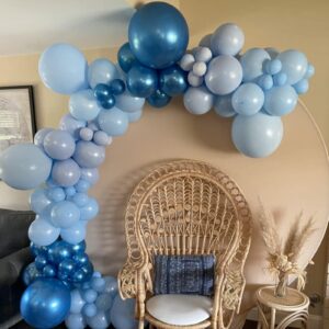 Blue Shades Balloon Arch Garland Kit, 106Pcs 18/12/10/5 Inch Metallic Chrome Blue Balloons Pearl Blue Balloons Baby Blue Balloons Light Blue Balloons for Birthday Baby Shower Wedding Party