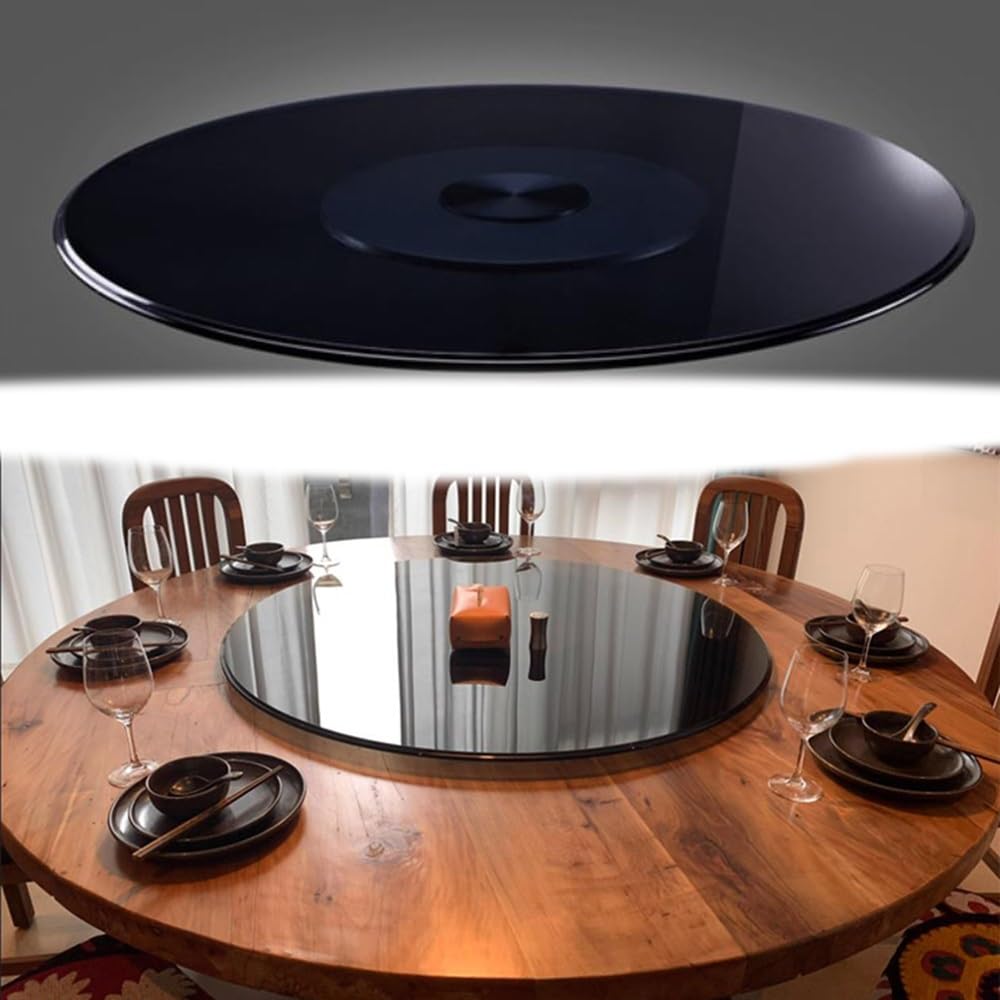 VERDDE Black Glass Lazy Susan Turntable 30in, Rotating Dining Table Service Tray For Food Delivery, Premium, Thickness 12mm - Ideal For Restaurants & Home (Size : 90 cm (36 in))