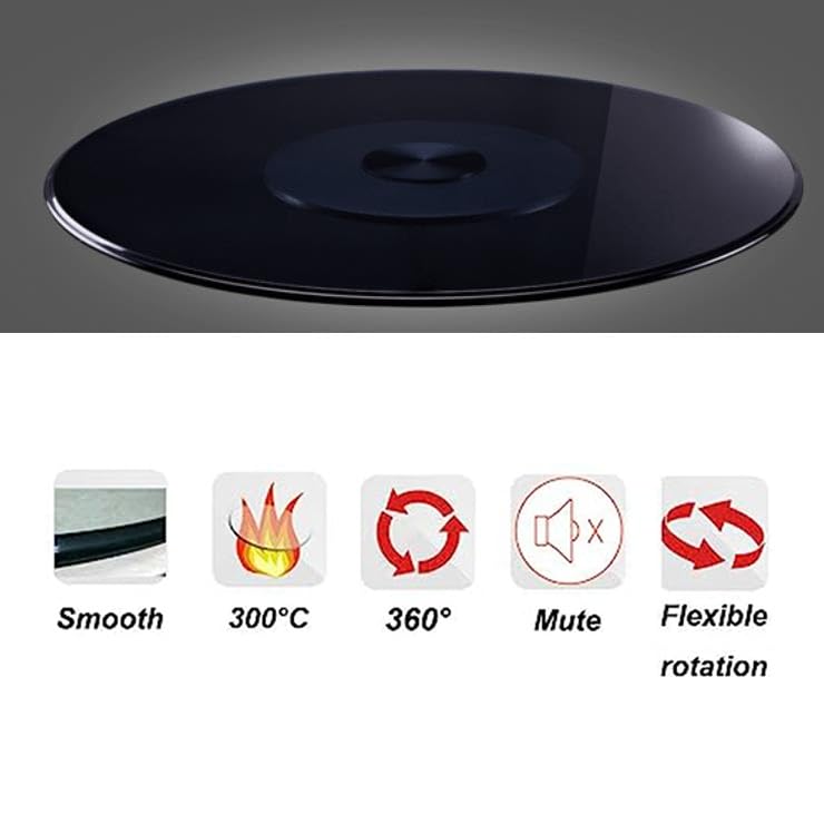 VERDDE Black Glass Lazy Susan Turntable 30in, Rotating Dining Table Service Tray For Food Delivery, Premium, Thickness 12mm - Ideal For Restaurants & Home (Size : 90 cm (36 in))