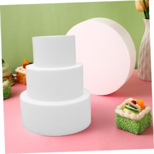 HEMOTON 3pcs Wedding Cake Stands Wedding Decor DIY Crafts Rotating Cake Stand Wedding Ceremony Decorations Practicing Cake Dummies Compact Cake Model White to Rotate Round Tool Foam