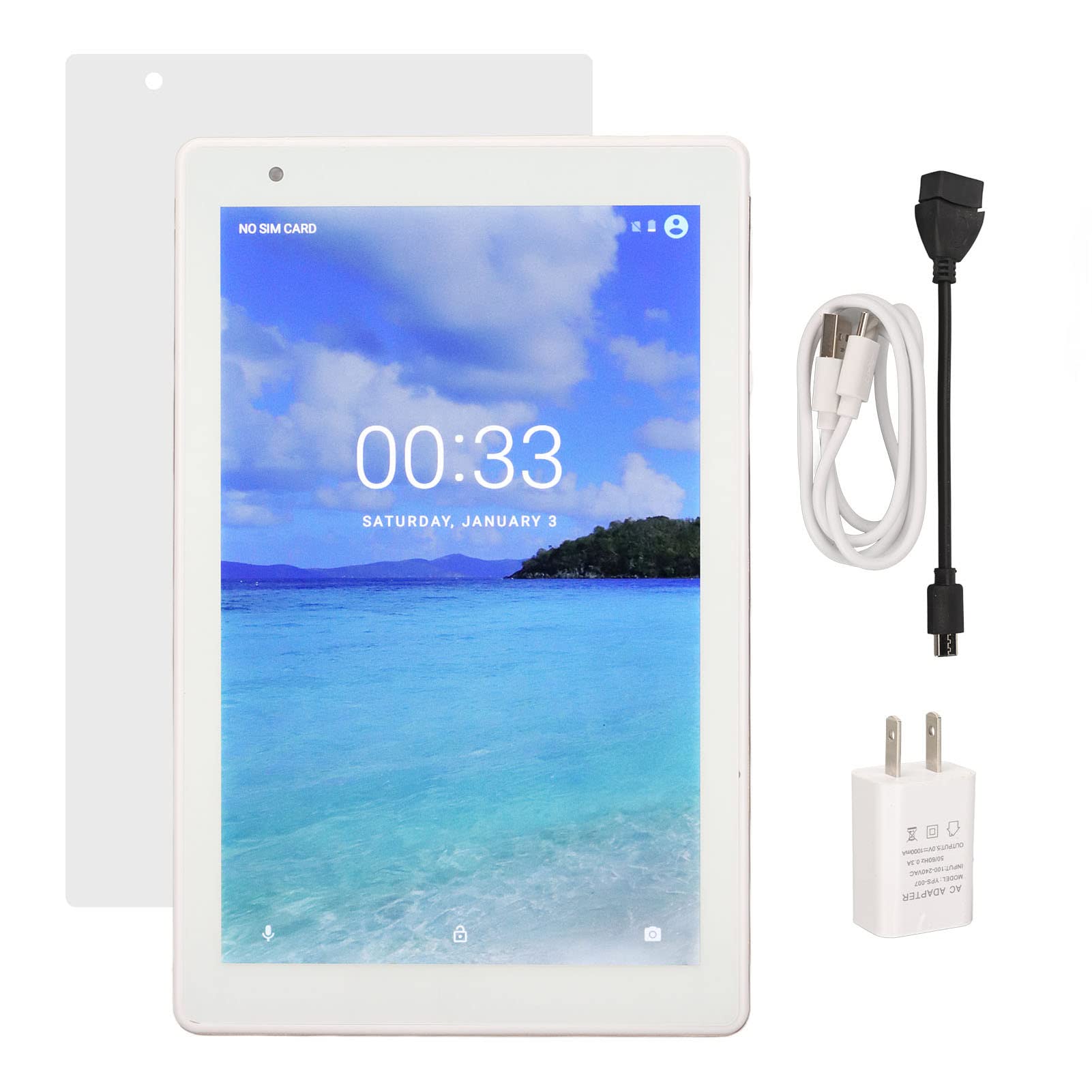 8.1 Inch Tablet, Front 2MP 5MP Rear 4GB RAM 64GB ROM Dual Cards Dual Standby 100-240V Call Reading Tablet Gold for Android 10 (US Plug)