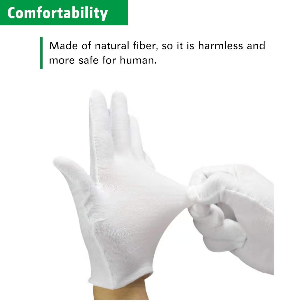 8 Pairs White Cotton Gloves 7.5" Medium Size，ZL&D, film, coins, CD/DVD, Handling Gloves