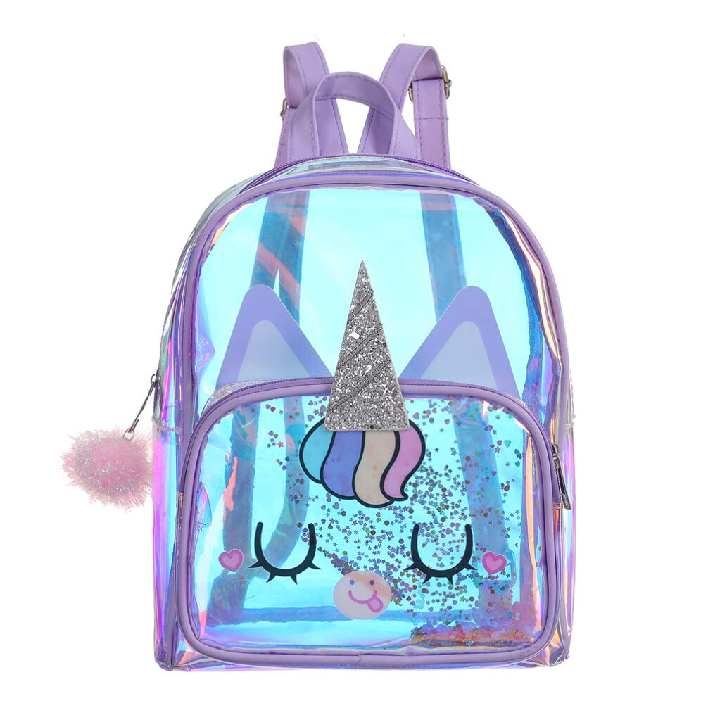 VALICLUD Holographic Backpack Clear Unicorn Backpack Clear Backpack Clear Casual Daypacks