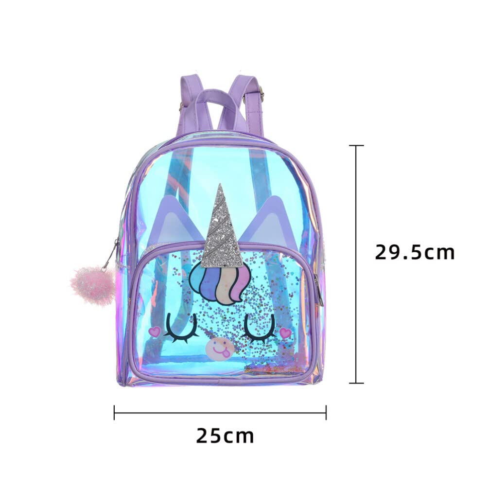 VALICLUD Holographic Backpack Clear Unicorn Backpack Clear Backpack Clear Casual Daypacks