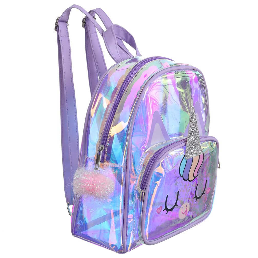 VALICLUD Holographic Backpack Clear Unicorn Backpack Clear Backpack Clear Casual Daypacks