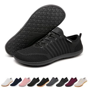 geweo minimalist barefoot shoes upgrade wide toe box slip on walking shoes zero drop sole more free natural movement foot-shaped running zapatos de zapatillas casuales unisex black 10women / 8men