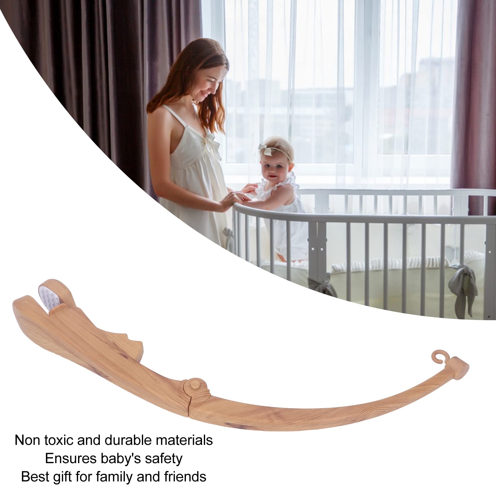 Crib Mobile Arm, Mobile Arm For Crib, Secure Wood Grain Faux Crib Furniture Support Mobile Holder For Crib Baby Crib Mobile Arm for Crib Toys Accessories