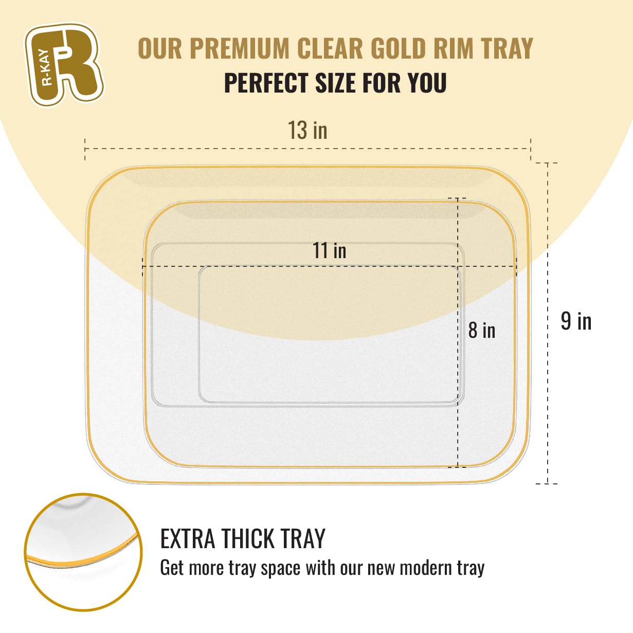 3 Pack Plastic Serving Trays for Party - Gold Serving Tray 8 by 11 Inch - Heavy Duty Dessert Trays for Food - Rectangular Party Serving Trays for Entertaining - Premium Party Trays - Clear Platters