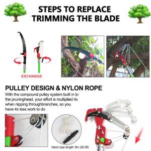 ELIXRION 7-27 Feet Pole Saws for Tree Trimming Manual Branch Pruner Cutter Kits, Manual Pole Saw Cut Branch Garden Tool Tree Pruner Extendable Hand Saw Tree Trimmer Long Handle Pruner with Storage Bag