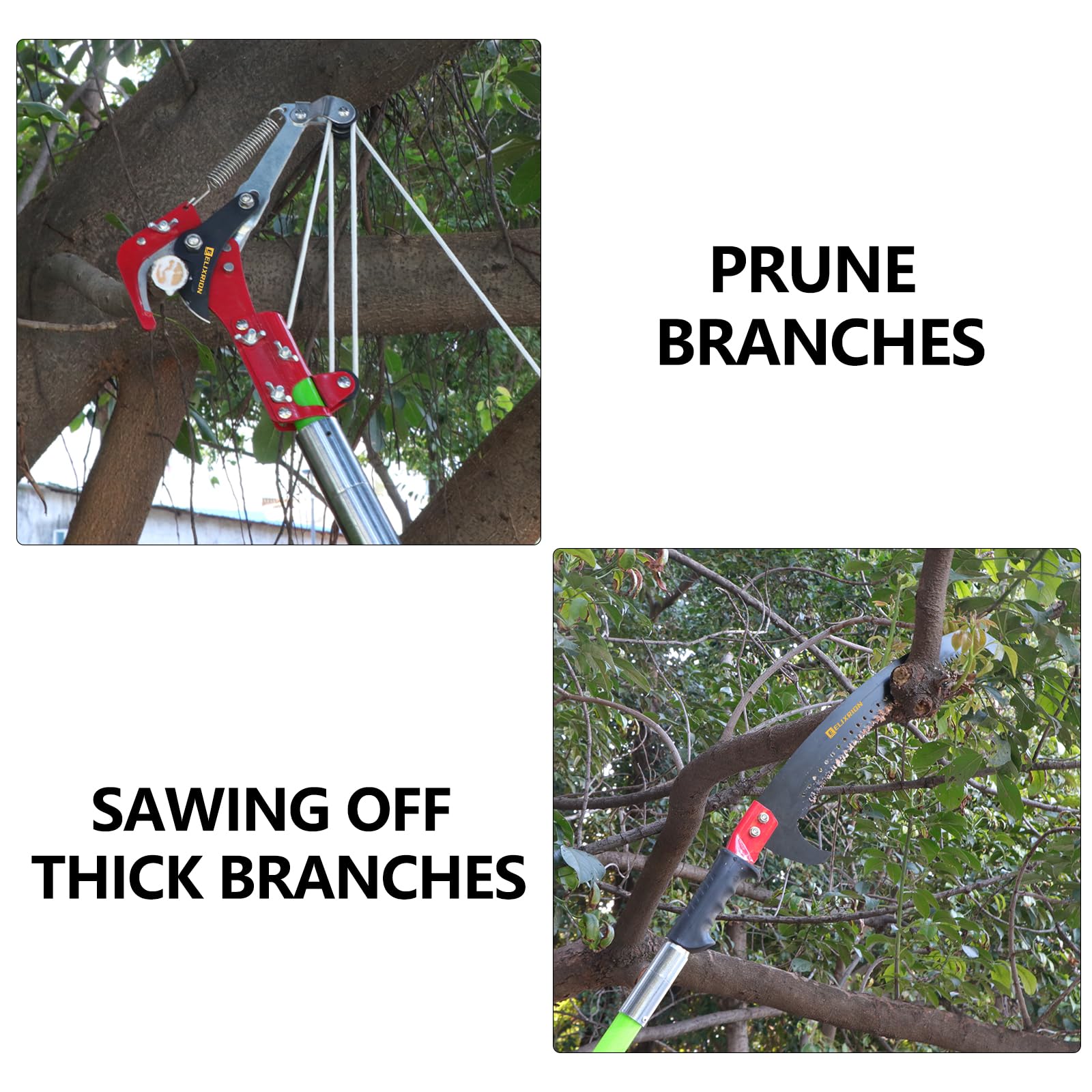 ELIXRION 7-27 Feet Pole Saws for Tree Trimming Manual Branch Pruner Cutter Kits, Manual Pole Saw Cut Branch Garden Tool Tree Pruner Extendable Hand Saw Tree Trimmer Long Handle Pruner with Storage Bag