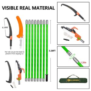 ELIXRION 7-27 Feet Pole Saws for Tree Trimming Manual Branch Pruner Cutter Kits, Manual Pole Saw Cut Branch Garden Tool Tree Pruner Extendable Hand Saw Tree Trimmer Long Handle Pruner with Storage Bag