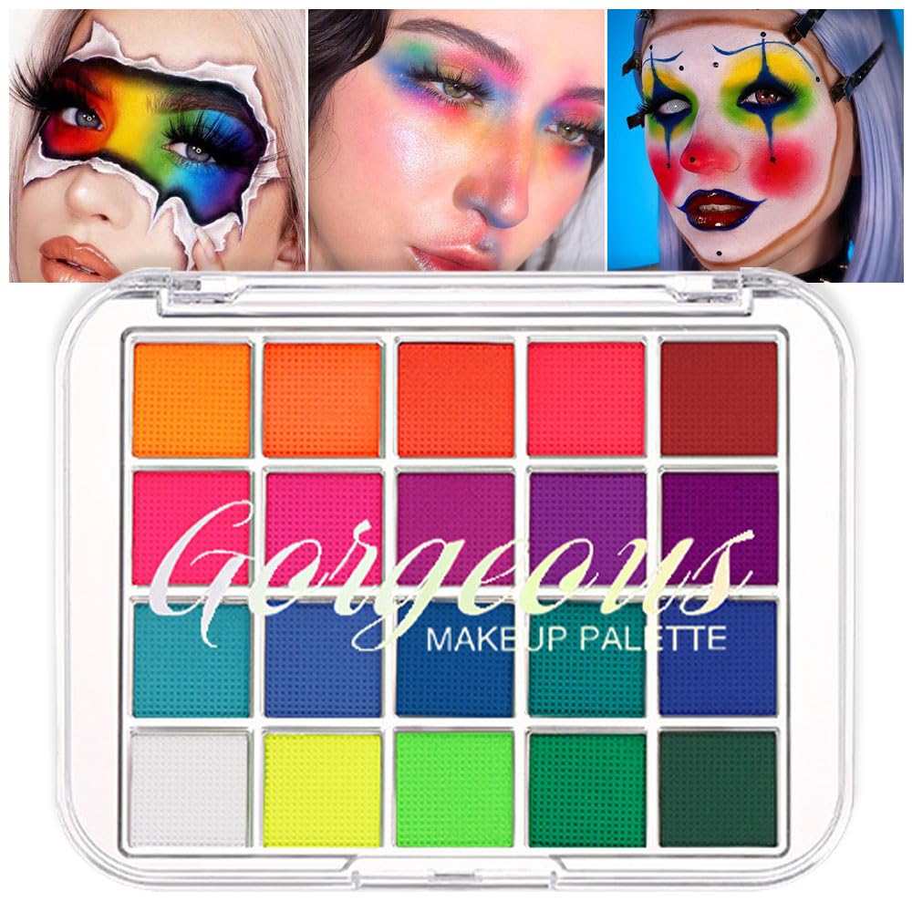 20 Colors Professional Face Body Paint Oil Eyeshadow Eyeliner Palette.Safe Hypoallergenic Face Painting Palet for Halloween Cosplay Parties and Festivals.Fancy Artist Painting Makeup For Kids and Adult. A