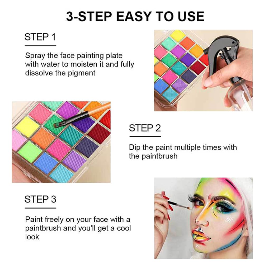 20 Colors Professional Face Body Paint Oil Eyeshadow Eyeliner Palette.Safe Hypoallergenic Face Painting Palet for Halloween Cosplay Parties and Festivals.Fancy Artist Painting Makeup For Kids and Adult. A