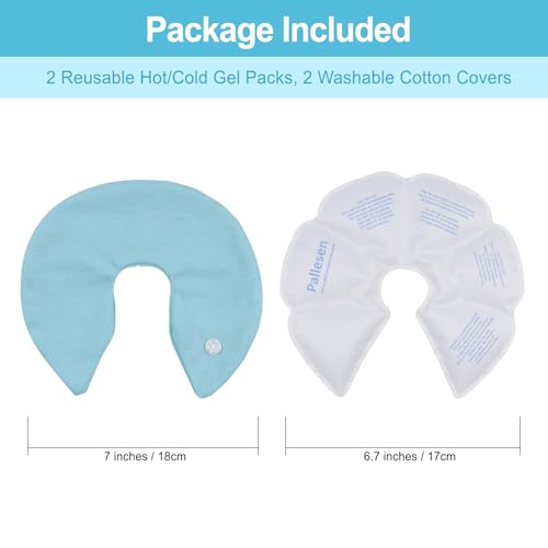 Pallesen 2 Pack Breast Therapy Ice Packs with Soft Covers, Hot and Cold Breast Pads,Reusable Hot Cold Breast Gel Packs, Breastfeeding Essentials for Moms