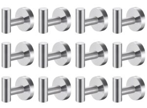 silver towel hooks bathroom hook wall towel hooks coat hooks, heavy duty robe hook holder for bathroom kitchen garage home hotel office cabinet(12 packs)