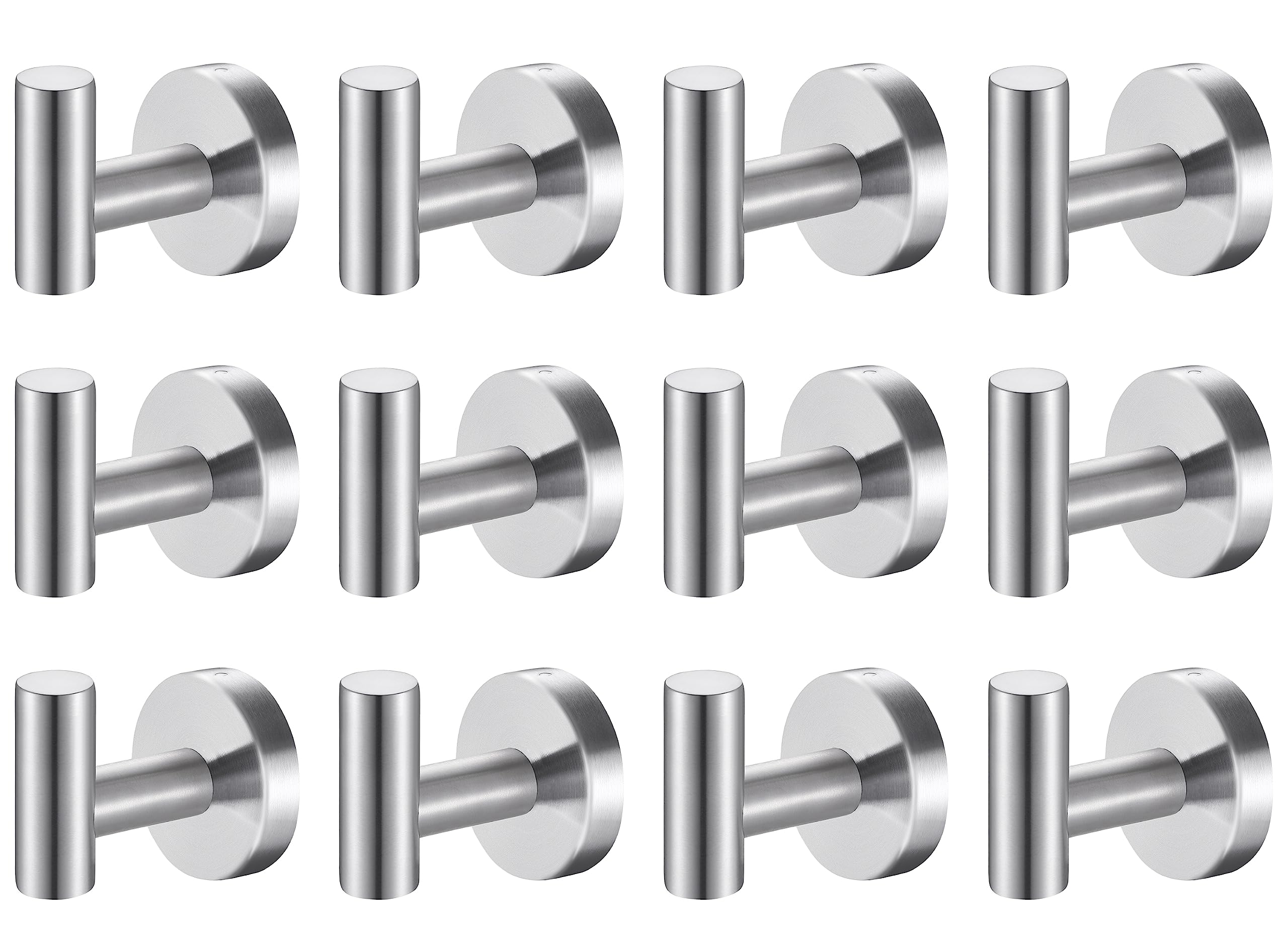 Silver Towel Hooks Bathroom Hook Wall Towel Hooks Coat Hooks, Heavy Duty Robe Hook Holder for Bathroom Kitchen Garage Home Hotel Office Cabinet(12 Packs)