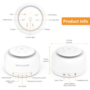 Uyled Sound Machine White Noise Machine with 30 Soothing Sounds 3 Timer Memory Function and Warm Night Light Portable Noise Machine for Adults/Kids/Baby Sleeping，Relaxation