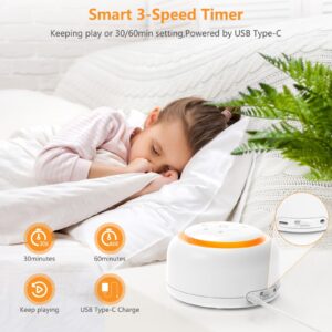 Uyled Sound Machine White Noise Machine with 30 Soothing Sounds 3 Timer Memory Function and Warm Night Light Portable Noise Machine for Adults/Kids/Baby Sleeping，Relaxation