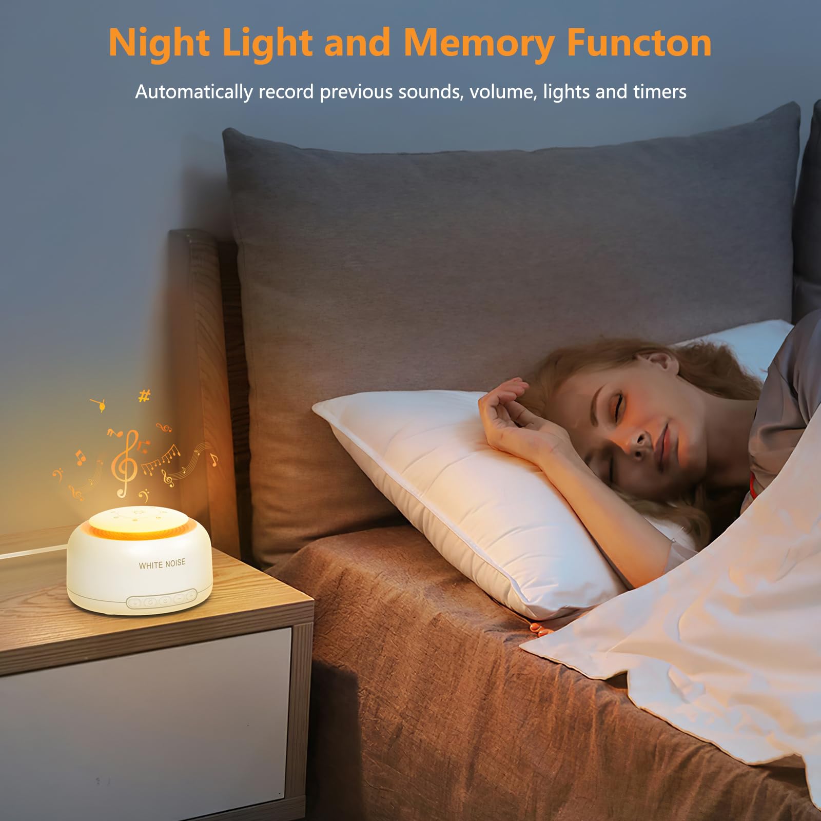 Uyled Sound Machine White Noise Machine with 30 Soothing Sounds 3 Timer Memory Function and Warm Night Light Portable Noise Machine for Adults/Kids/Baby Sleeping，Relaxation