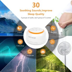 Uyled Sound Machine White Noise Machine with 30 Soothing Sounds 3 Timer Memory Function and Warm Night Light Portable Noise Machine for Adults/Kids/Baby Sleeping，Relaxation