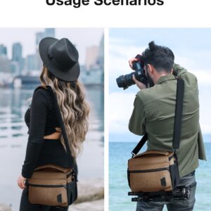 BAGSMART Camera Bag, Small Camera Case with Tripod Holder, Compact Camera Shoulder Bags for DSLR/SLR/Mirrorless Cameras, Waterproof Crossbody Camera Bag Women Men, Khaki