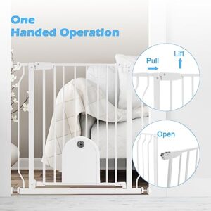 Baby Gate for Stairs with Cat Door - Baby gate with Pet Door Auto Close 29.5"-48.5" Safety Metal Dog Gate for Door Way/Stairs/House/Walk Through with Includes 2 Extension Pieces and 4 Wall Cups