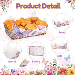 Fulmoon 200 Pack Butterfly Birthday Party Supplies Butterfly Paper Food Trays Bulk Disposable Food Boat Popcorn Nacho Snack Serving Trays for Butterfly Girl Party Favors Baby Shower Decor