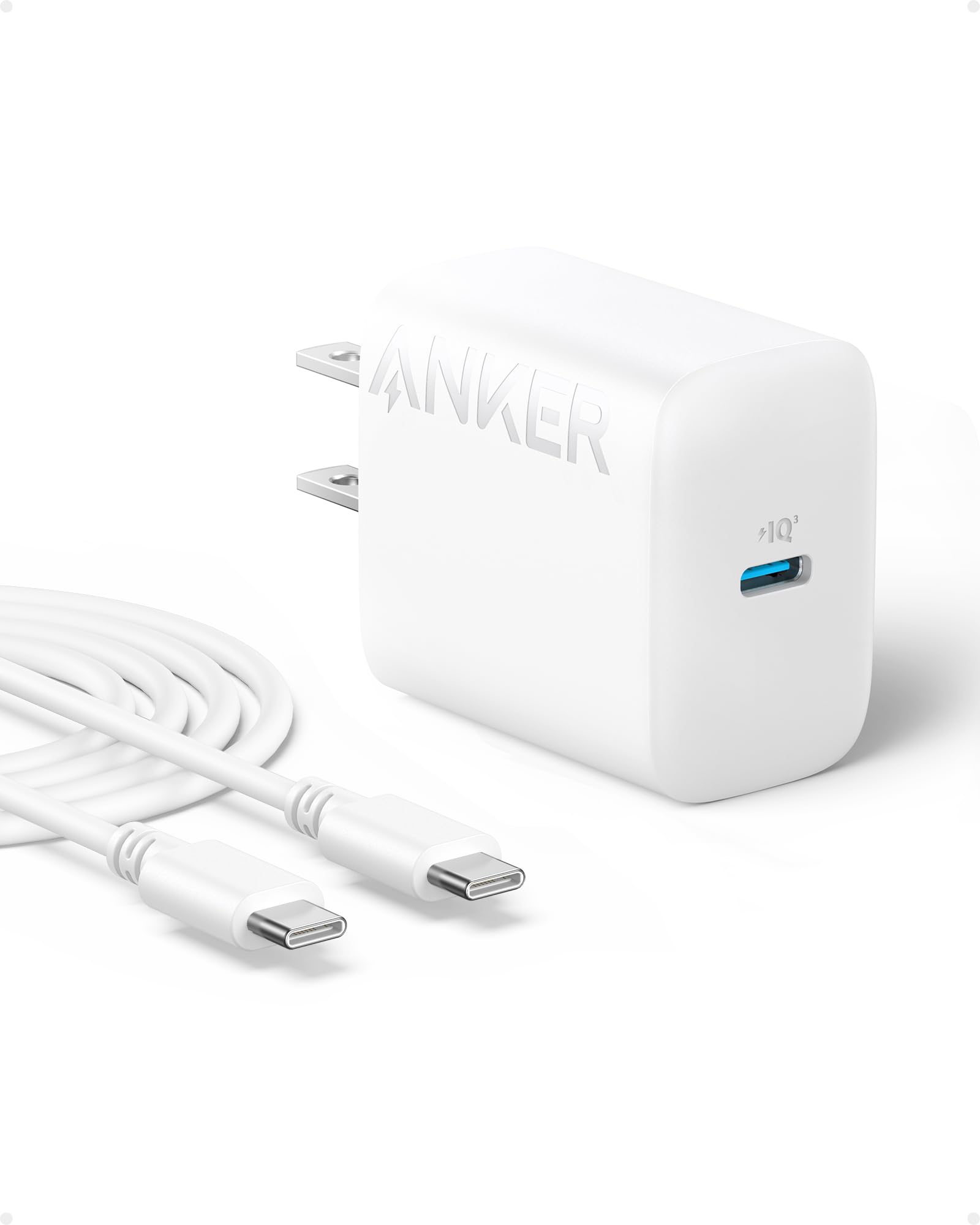 Anker 20W USB C Fast Wall Charger Block for iPhone 15/15 Plus / 15 Pro / 15 Pro Max/iPad Pro/AirPods Pro 2 and More (5 ft Cable Included)