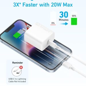 Anker 20W USB C Fast Wall Charger Block for iPhone 15/15 Plus / 15 Pro / 15 Pro Max/iPad Pro/AirPods Pro 2 and More (5 ft Cable Included)