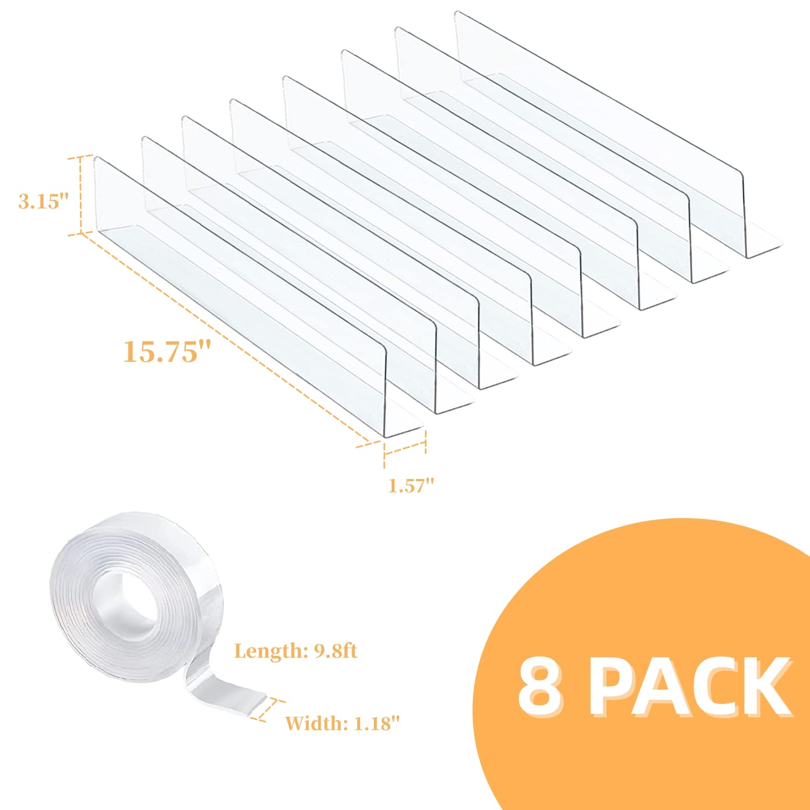 8 Pack Under Couch Toy Blocker-Adjustable Clear Under Bed Blocker for Pets,Stop Things from Going Under Couch Sofa Bed and Other Furniture,(15.74" L 3.14" H)