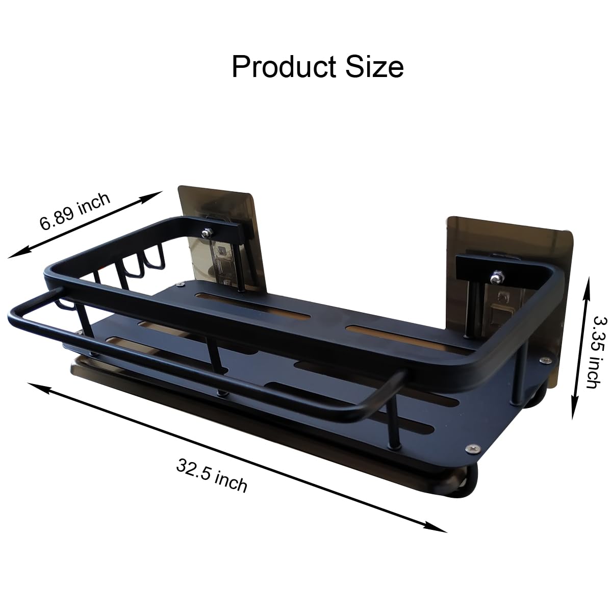 SXRYHHTD 4 in 1 Space Aluminum Adhesive Sponge Holder, Kitchen Sink Caddy Organizer Dish Brush Cloth Holder Rack, 2 Hooks + Dish Cloth Rod + Big Capacity Rack + Removable Drain Tray - Black