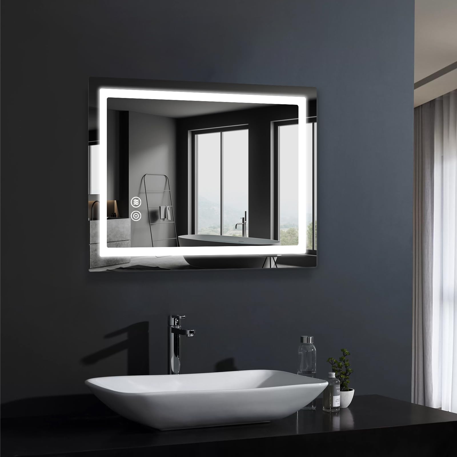 LED Bathroom Mirror 20 x 28 Inch Mirror with Light for Bathroom Wall Mounted Anti-Fog Lighted Mirror with 3000K/4500K/6000K Front Lighted Mordern Makeup Mirror (Horizontal/Vertical)