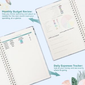 EHWINE Monthly Budget Planner - Expense Tracker Notebook, 12 Month Budget Book, Undated Bill Tracker & Finance Planner to Manage Your Money, with Stickers and Inner Pocket, A5 Size