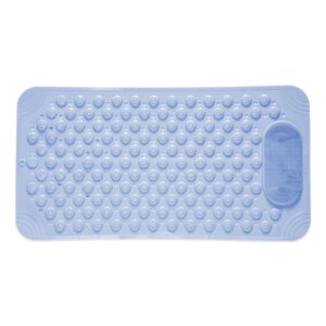 YCT Shower Mat Bathtub Mat Non Slip, Bath Mat for Shower, with Suction Cups Drainage Holes, Foot Massage Exfoliating, 27.5 x 14.2 inches, Blue