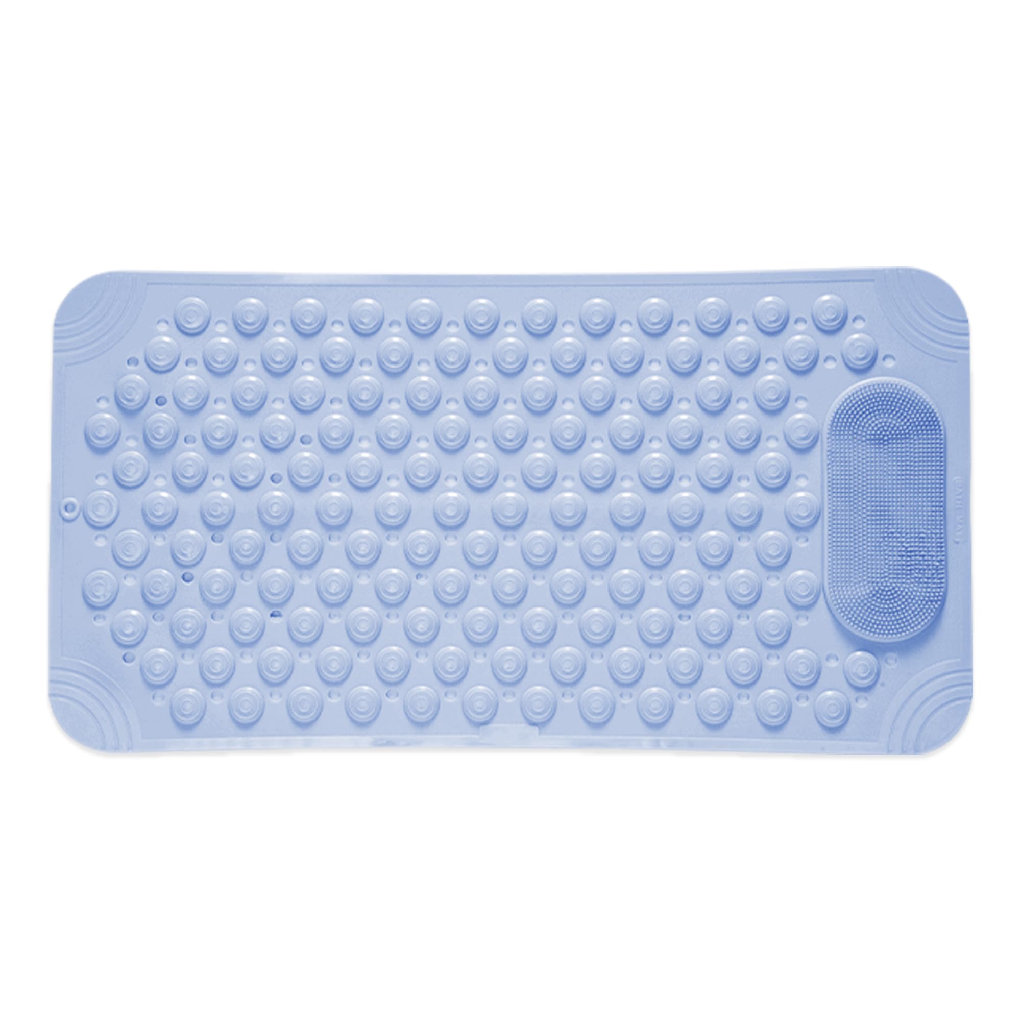 YCT Shower Mat Bathtub Mat Non Slip, Bath Mat for Shower, with Suction Cups Drainage Holes, Foot Massage Exfoliating, 27.5 x 14.2 inches, Blue