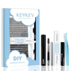 diy lash extension kit lash clusters 360 pcs 20d+40d 10-16 mix length individual lashes kit lash bond and seal lash glue remover overnighter seal for diy eyelash extensions(20+40d)