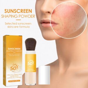 Sunscreen Setting Powder SPF 50 Loose Powder with Brush Natural Mineral Makeup Setting Powder Translucent 0.28 oz for All Skin-2PC