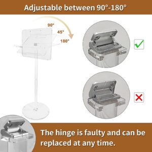 FCCABIN Gorgeous Acrylic Podium Stand Easy to Assemble Durable Podium, Strong Portable Larger Flexible Adjustable Angle Podium Stand with Baffles and Pen Slot for Church Speeches Wedding Teacher