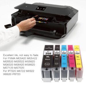 Ink Cartridge, Multi Colors Ink Cartridge Replacement Inkjet Cartridges Printer Accessories Printing Photos, Test Papers, Inkjet Printer Ink (BK BK C M Y 5 Colors)