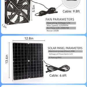 Solar Powered Fan, Solar Panel & 2 Pcs High Speed Fans with Weather Resistant Plug and Switch for Small Chicken Coop Greenhouse Shed Dog House Cooling