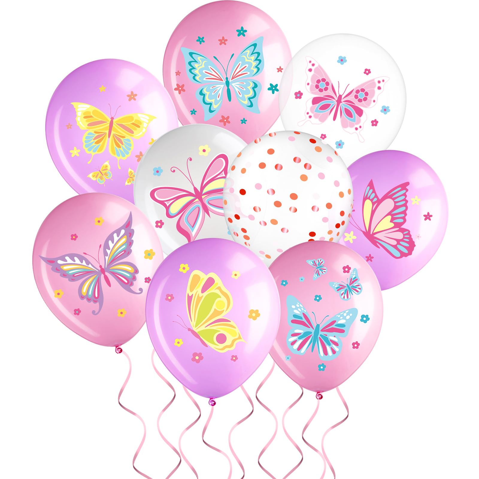 Libima 45 Pcs Butterfly Party Balloons Butterfly Birthday Party Decorations Fairy Butterfly Latex Balloons Pink Purple Butterfly Balloons Decorations for Girls Princess Party Baby Shower (Classic)