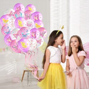 Libima 45 Pcs Butterfly Party Balloons Butterfly Birthday Party Decorations Fairy Butterfly Latex Balloons Pink Purple Butterfly Balloons Decorations for Girls Princess Party Baby Shower (Classic)