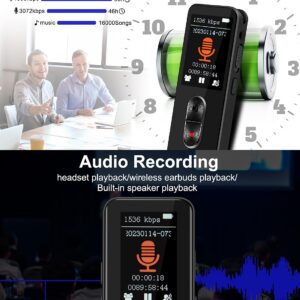 64GB Digital Voice Recorder, 3072KBPS Voice Activated Recorder One-Touch Recording with Playback, Noise Cancellation with Password, Bluetooth, Dictaphone Recorder for Lectures, Meetings, Interviews