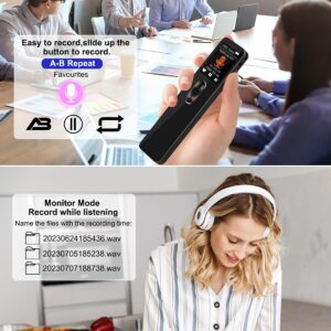 64GB Digital Voice Recorder, 3072KBPS Voice Activated Recorder One-Touch Recording with Playback, Noise Cancellation with Password, Bluetooth, Dictaphone Recorder for Lectures, Meetings, Interviews