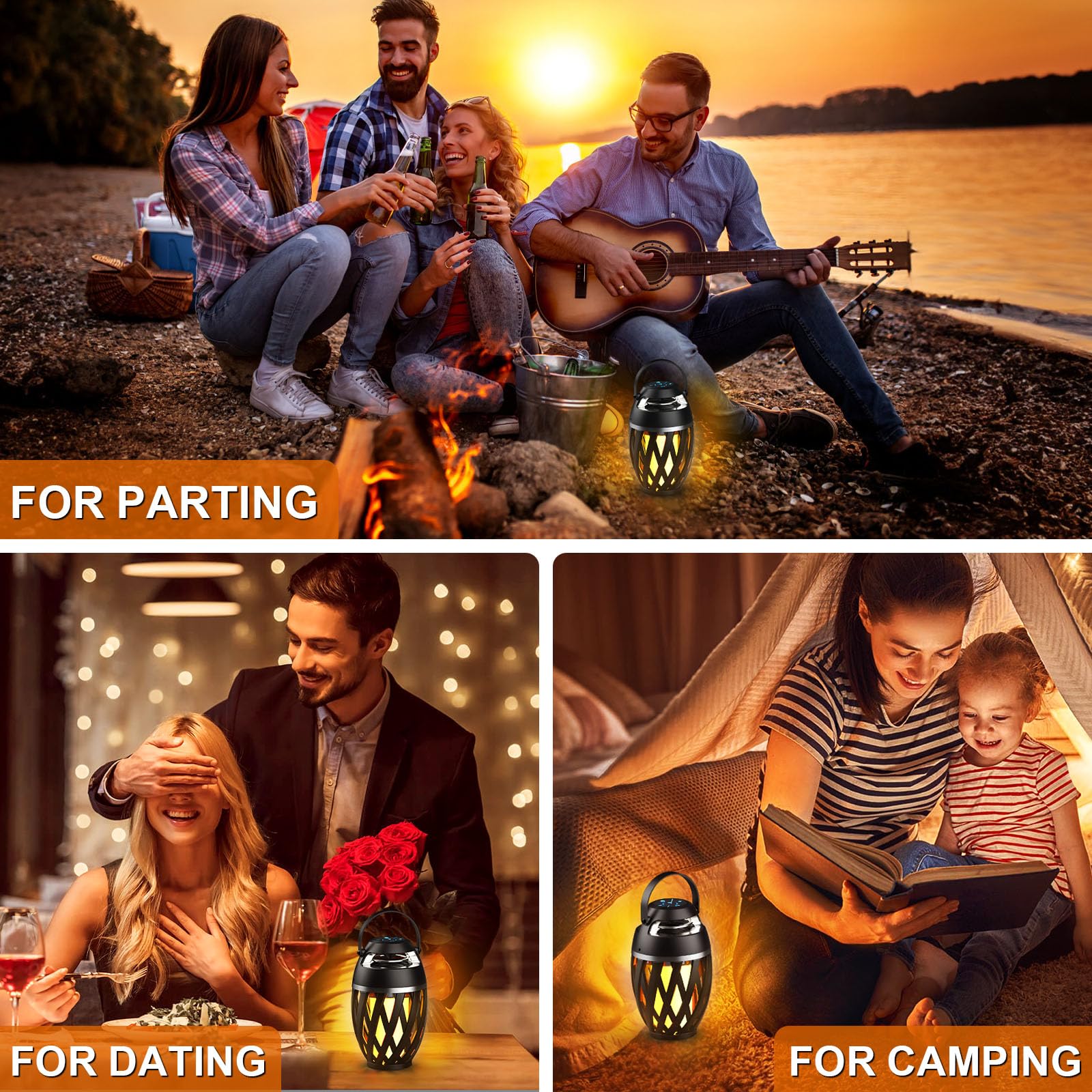 Xpoovv Outdoor Speakers Bluetooth Waterproof,Gifts for Men Women Dad Mom Father, LED Flame Speaker Portable Bluetooth Speakers with Stakes/Poles/Hook Loud Sound 24H Playtime for Patio/Party/Camping