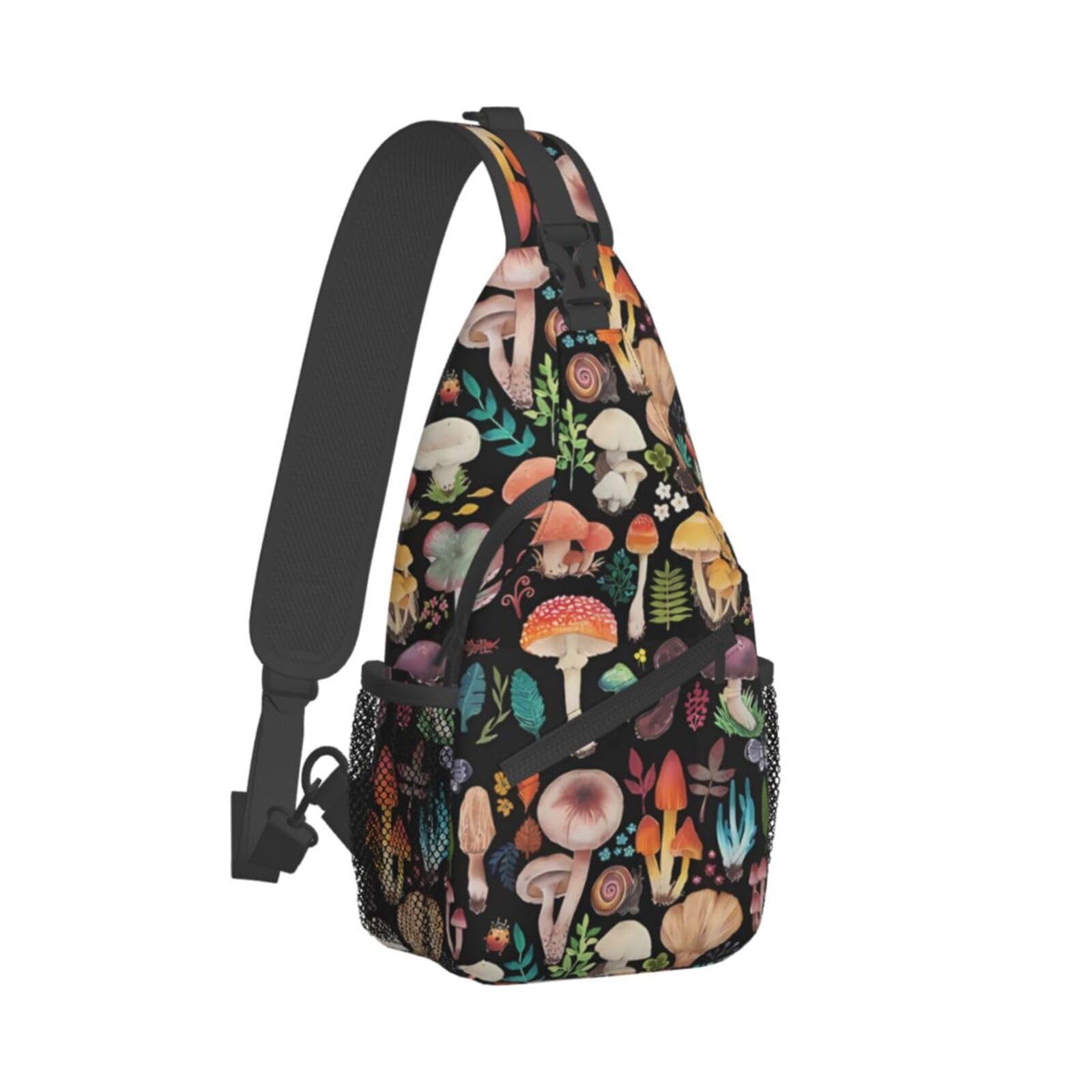 KAWOEEW Mushroom Sling Bag,Mushroom Gifts Crossbody Bag For Women Men Backpack Travel Hiking Shoulder Chest Bag Daypack Mushroom Stuff decor